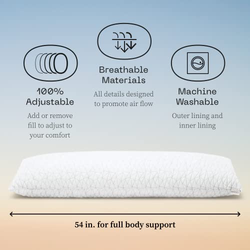 Coop Home Goods The Original Body Pillow, Adjustable Body Pillows for Adults, 20x 54 Long Pillow for Bed, Back, Shoulder, Hip & Knee Side Sleeper Pillows for Adults with Memory Foam & Washable Cover