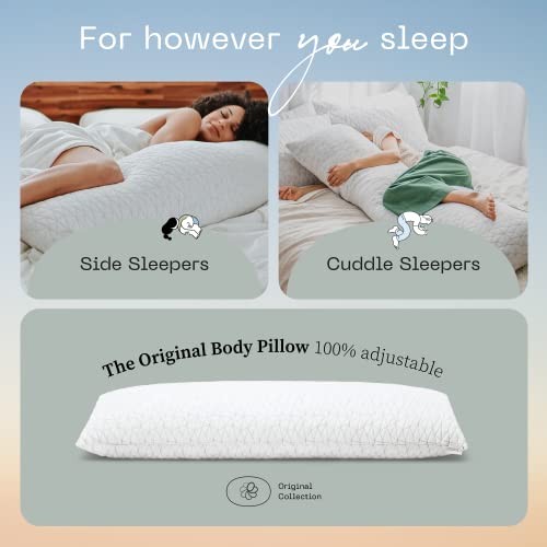 Coop Home Goods The Original Body Pillow, Adjustable Body Pillows for Adults, 20x 54 Long Pillow for Bed, Back, Shoulder, Hip & Knee Side Sleeper Pillows for Adults with Memory Foam & Washable Cover