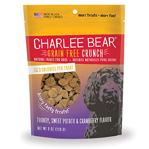 Charlee Bear Grain Free Crunch Dog Treats, Turkey, Sweet Potato & Cranberry Flavor, 8 oz