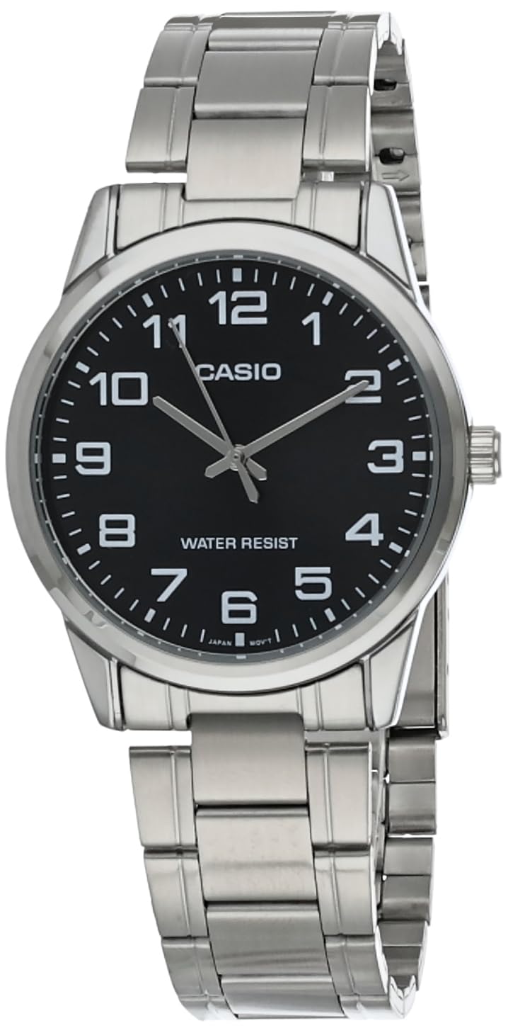 Casio #MTP-V001D-1B Men's Standard Stainless Steel Easy Reader Black Dial Watch