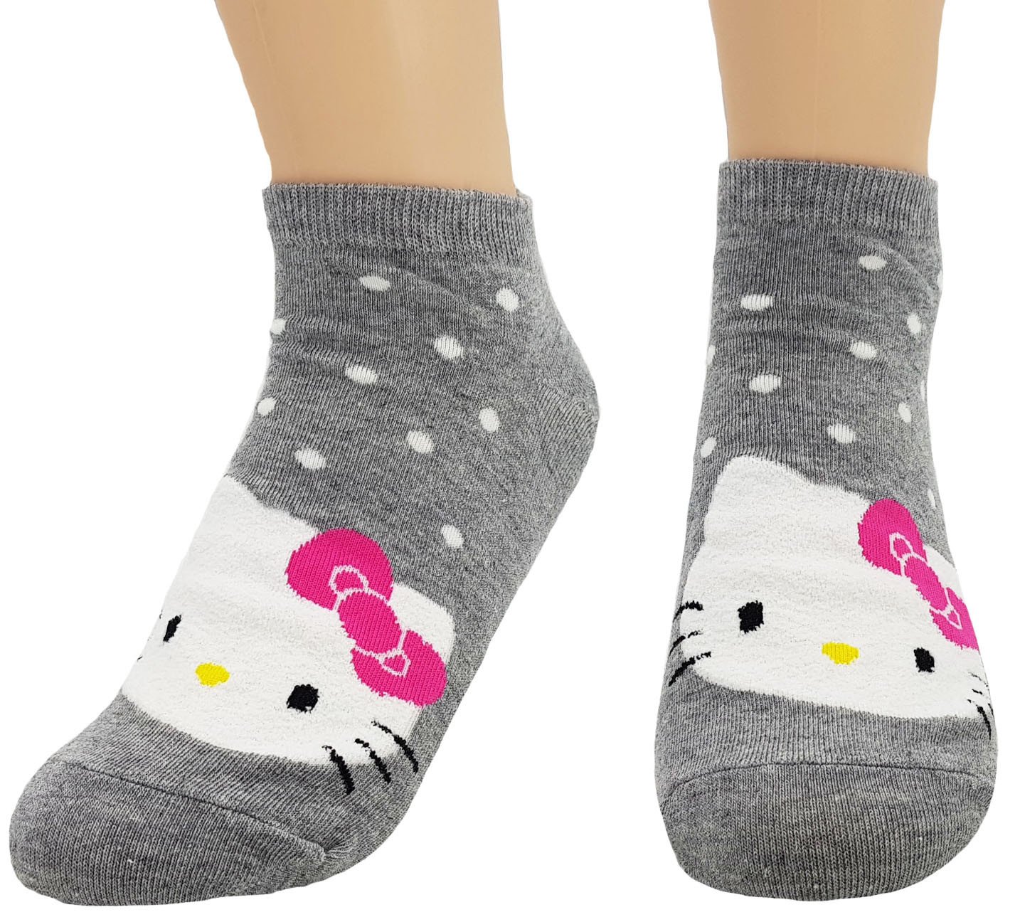 JJMax Women's Hello Kitty Cotton Ankle Socks Set, Cotton Blend Set, One Size,4 Pack