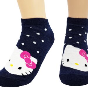 JJMax Women's Hello Kitty Cotton Ankle Socks Set, Cotton Blend Set, One Size,4 Pack