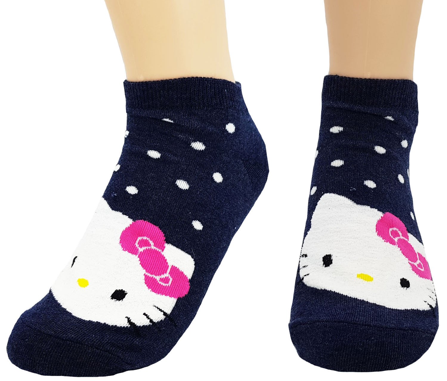 JJMax Women's Hello Kitty Cotton Ankle Socks Set, Cotton Blend Set, One Size,4 Pack