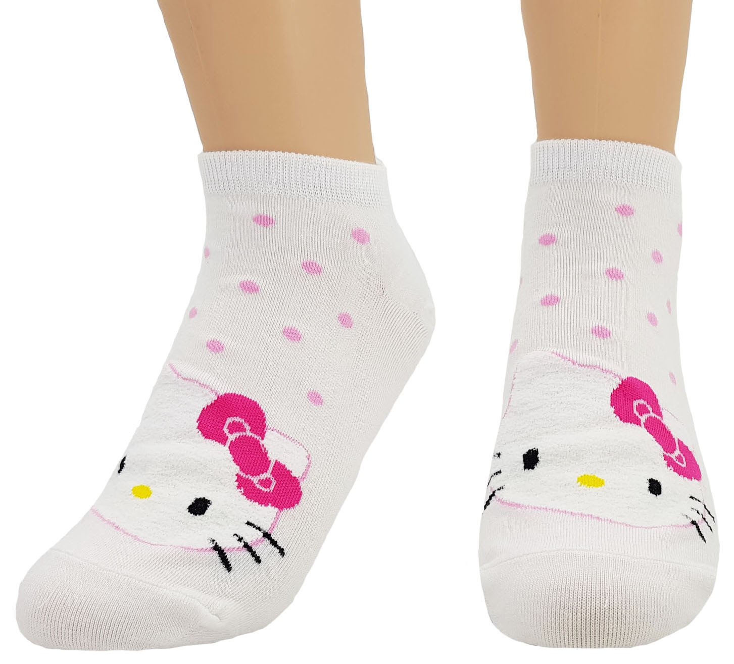 JJMax Women's Hello Kitty Cotton Ankle Socks Set, Cotton Blend Set, One Size,4 Pack