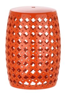 safavieh lacey glazed ceramic decorative garden stool, orange