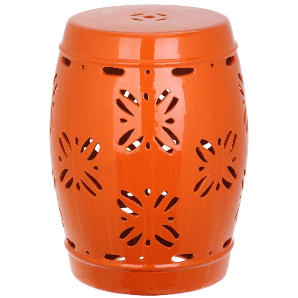 Safavieh Sakura Glazed Ceramic Decorative Garden Stool, Orange