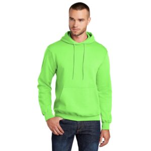 port & company co. men's classic pullover hooded sweatshirt neon green