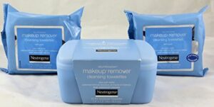 neutrogena makeup remover cleansing towelettes combo pack, 1-25 count tub, plus 2-25 count refills