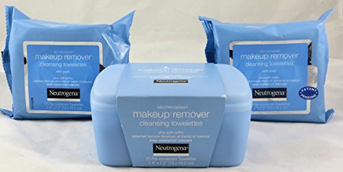 Neutrogena Makeup Remover Cleansing Towelettes Combo Pack, 1-25 Count Tub, Plus 2-25 Count Refills