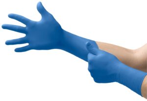 microflex safegrip sg-375 extra thick disposable latex gloves for life sciences, automotive w/textured fingertips - medium blue (box of 50)