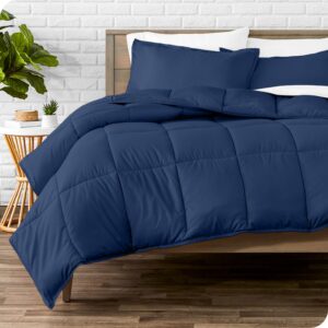 bare home comforter set - ultra-soft - goose down alternative - premium 1800 series - all season warmth (twin/twin xl, dark blue)