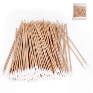 200 pcs long wooden cotton swabs, cleaning cotton sticks with wood handle for oil makeup gun applicators, eye ears eyeshadow brush and remover tool, cutips buds for baby and home accessories