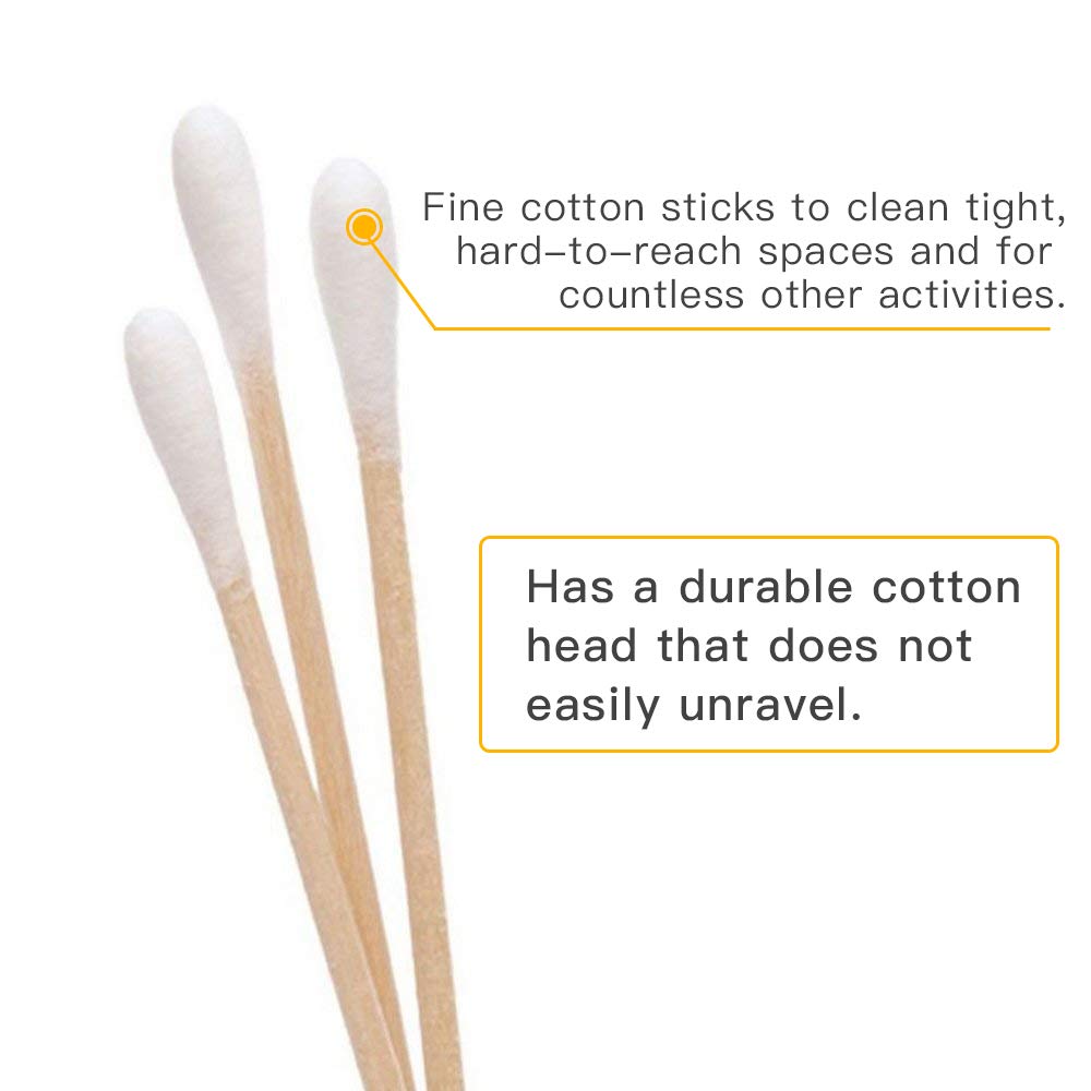 200 PCS Long Wooden Cotton Swabs, Cleaning Cotton Sticks with Wood Handle for Oil Makeup Gun Applicators, Eye Ears Eyeshadow Brush and Remover Tool, Cutips Buds for Baby and Home Accessories