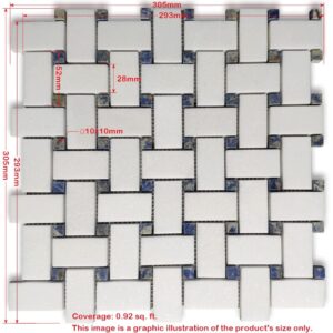 Stone Center Online Crema Marfil Marble 1x2 Basketweave Mosaic Tile w/Emperador Dark Brown Dots Polished Kitchen Bath Wall Floor Backsplash Shower (1 Sheet)