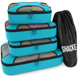 shacke 5 set packing cubes for travel lightweight luggage organizer (aqua teal)