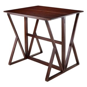 Winsome 3-Piece Harrington Drop Leaf High Table with 2 Rush Seat Stools, 29-Inch, Brown