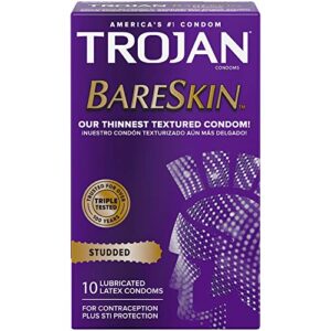 trojan studded bareskin lubricated condoms - 10 count