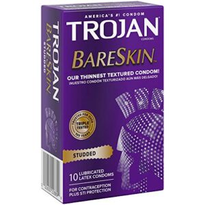 Trojan Studded Bareskin Lubricated Condoms - 10 Count