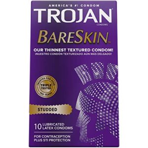 Trojan Studded Bareskin Lubricated Condoms - 10 Count