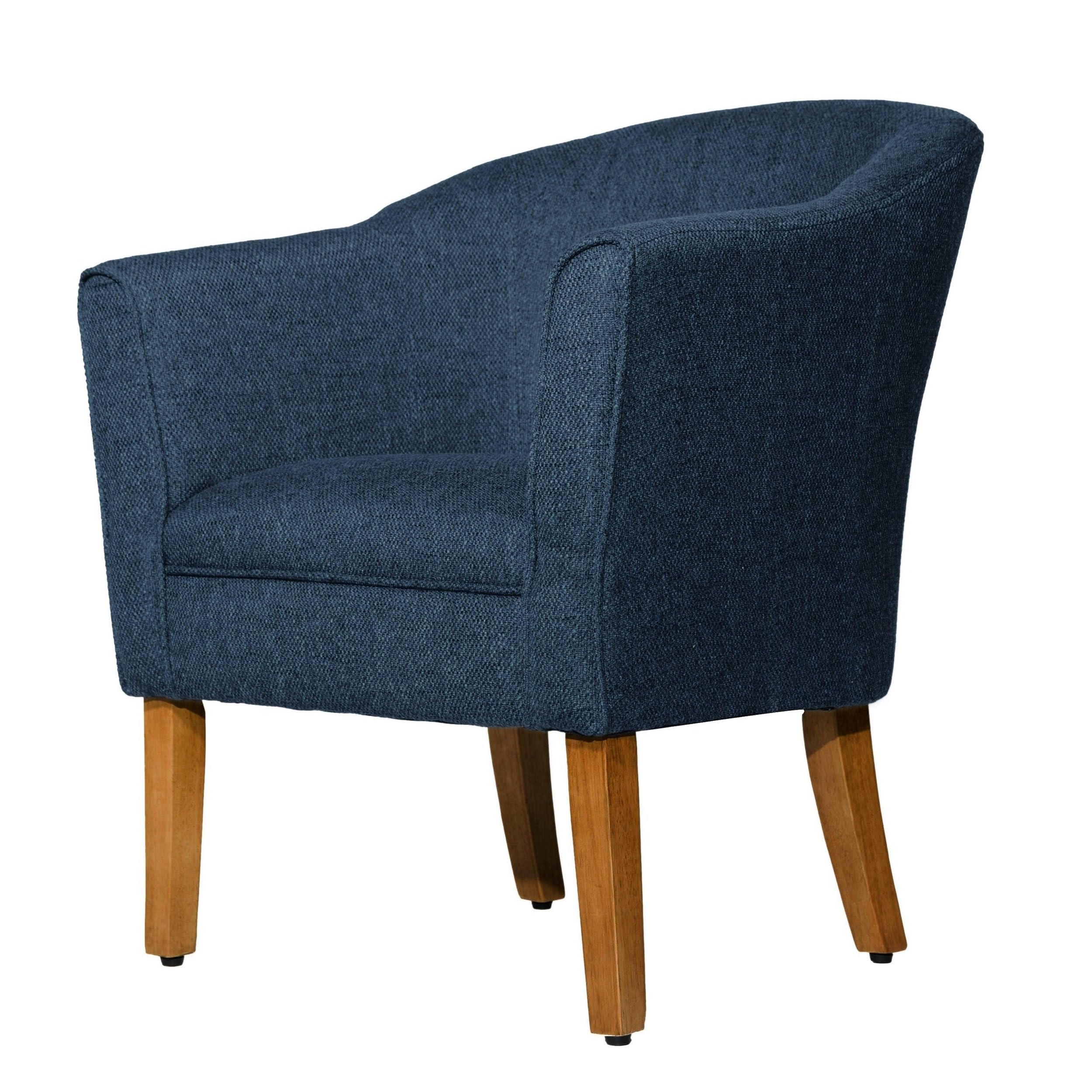 HomePop Barrel Shaped Accent Chair,Arm Rest, WOOD AND POLYESTER,Blue Medium