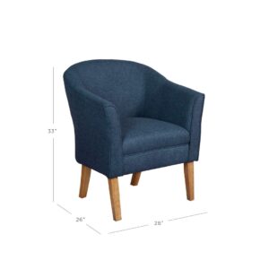 HomePop Barrel Shaped Accent Chair,Arm Rest, WOOD AND POLYESTER,Blue Medium