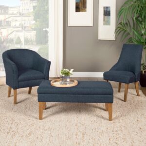 HomePop Barrel Shaped Accent Chair,Arm Rest, WOOD AND POLYESTER,Blue Medium