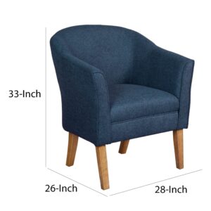 HomePop Barrel Shaped Accent Chair,Arm Rest, WOOD AND POLYESTER,Blue Medium