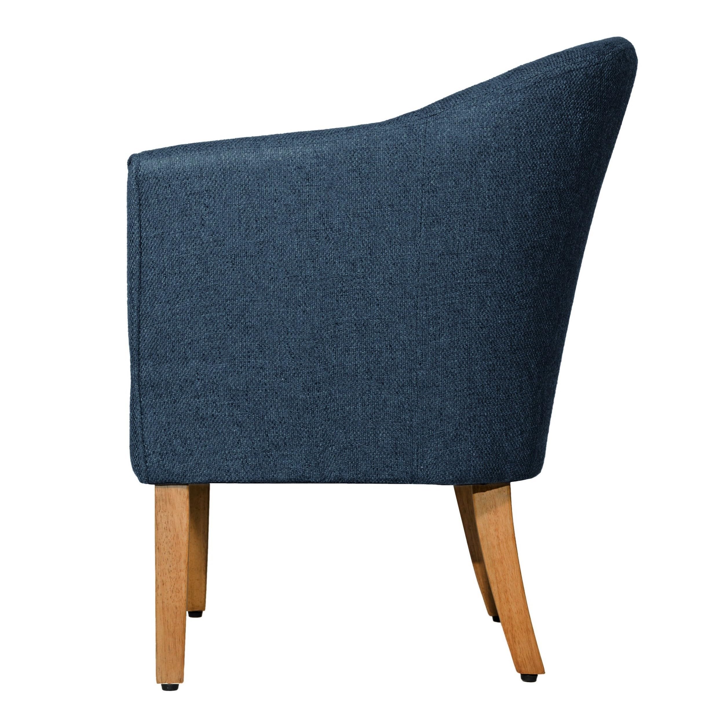 HomePop Barrel Shaped Accent Chair,Arm Rest, WOOD AND POLYESTER,Blue Medium