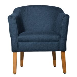 HomePop Barrel Shaped Accent Chair,Arm Rest, WOOD AND POLYESTER,Blue Medium