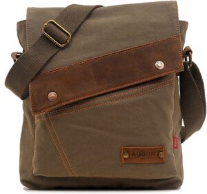 aibag messenger bag, vintage small canvas shoulder crossbody purse (army green)