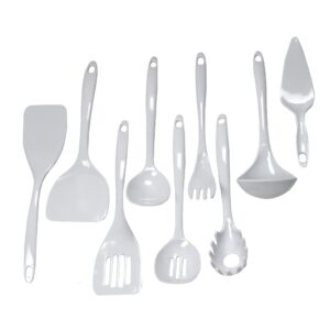 chef craft basic melamine kitchen tool and utensil, 9 piece set, white