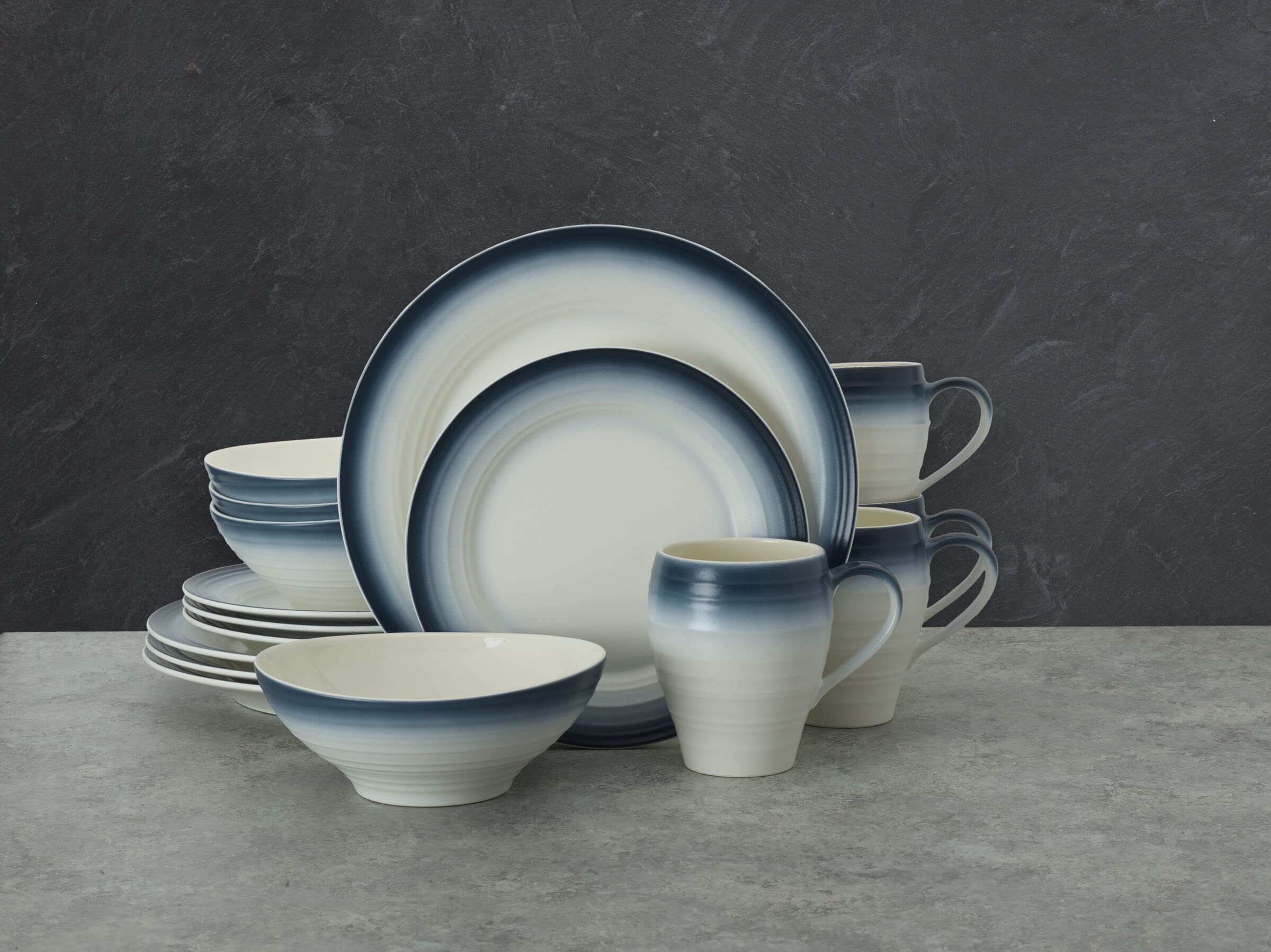 Mikasa Swirl 16-Piece Dinnerware Set, Service For 4, Blue