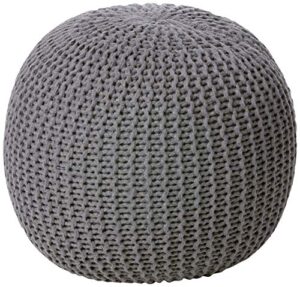 urban lifestyle round knit pouf - hand woven cotton, dark grey