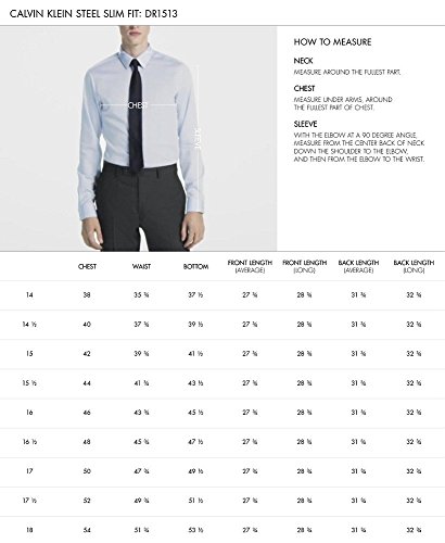 Calvin Klein Men's Dress Shirt Slim Fit Non Iron Herringbone, Black, 14.5" Neck 32"-33" Sleeve (Small)