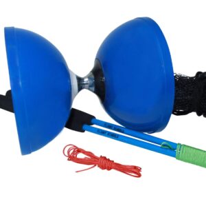 flight pro triple bearing medium 5” blue chinese yoyo diabolo toy with carbon sticks