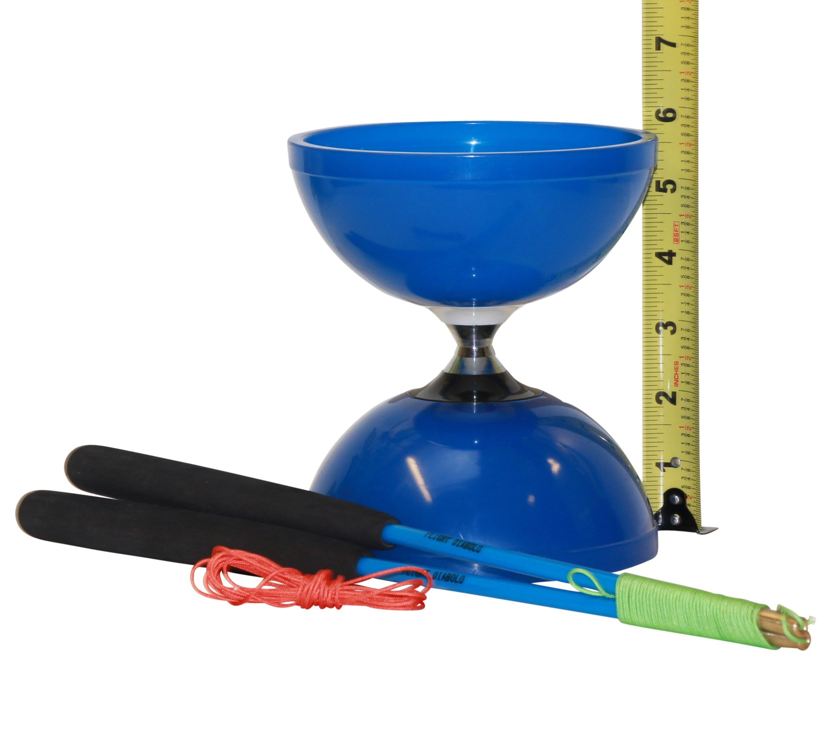 Flight Pro Triple Bearing Medium 5” Blue Chinese Yoyo Diabolo Toy with Carbon Sticks