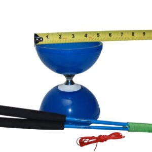 Flight Pro Triple Bearing Medium 5” Blue Chinese Yoyo Diabolo Toy with Carbon Sticks