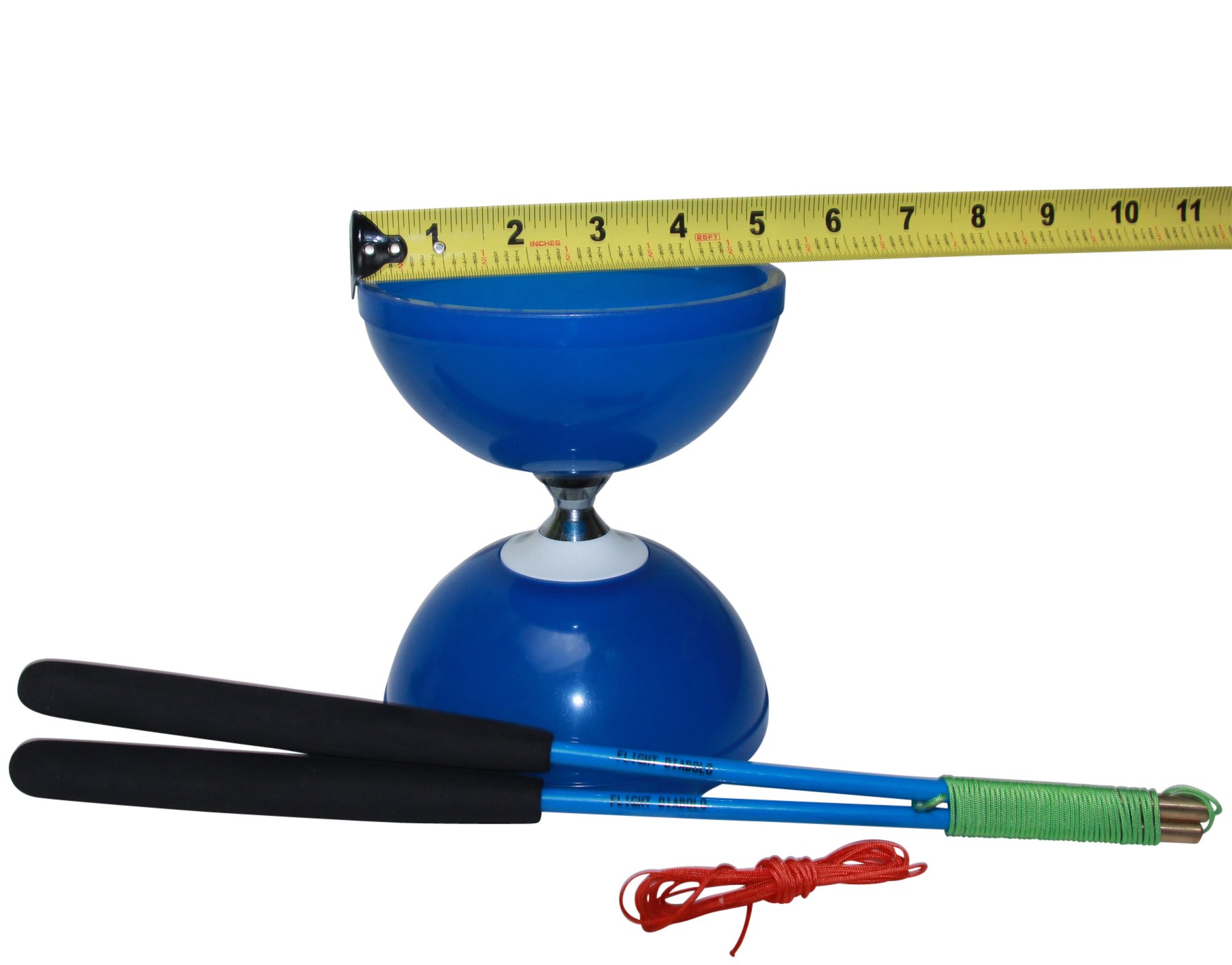 Flight Pro Triple Bearing Medium 5” Blue Chinese Yoyo Diabolo Toy with Carbon Sticks