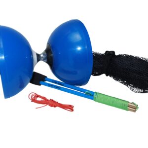 Flight Pro Triple Bearing Medium 5” Blue Chinese Yoyo Diabolo Toy with Carbon Sticks