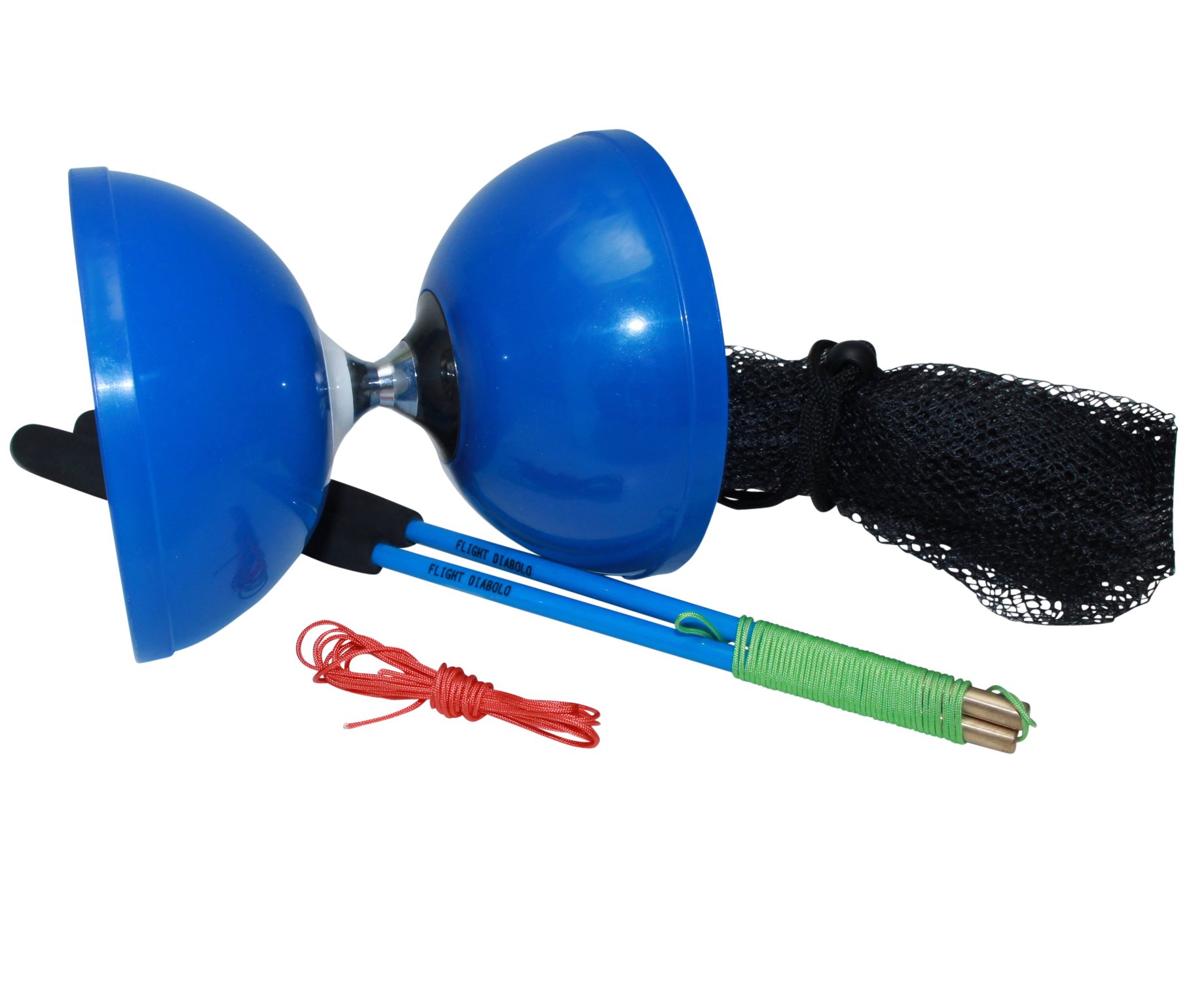 Flight Pro Triple Bearing Medium 5” Blue Chinese Yoyo Diabolo Toy with Carbon Sticks