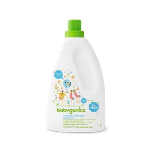 babyganics 3x baby laundry detergent, he compatible, stain-fighting, fragrance free, 60 fl oz