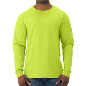 jerzees men's dri-power cotton blend long sleeve tees, moisture wicking, odor protection, upf 30+, sizes s-3x, safety green, large