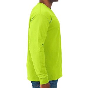 Jerzees Men's Dri-Power Cotton Blend Long Sleeve Tees, Moisture Wicking, Odor Protection, UPF 30+, Sizes S-3X, Safety Green, Large