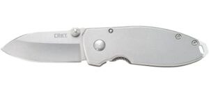 crkt squid folding pocket knife: compact edc straight edge utility knife with stainless steel blade and framelock handle - silver stonewash 2490