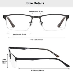 EYECEDAR 5-Pack Reading Glasses for Men Rectangular Metal Half-Frame Spring Hinges with Sun Readers Glasses Mens Readers 1.5