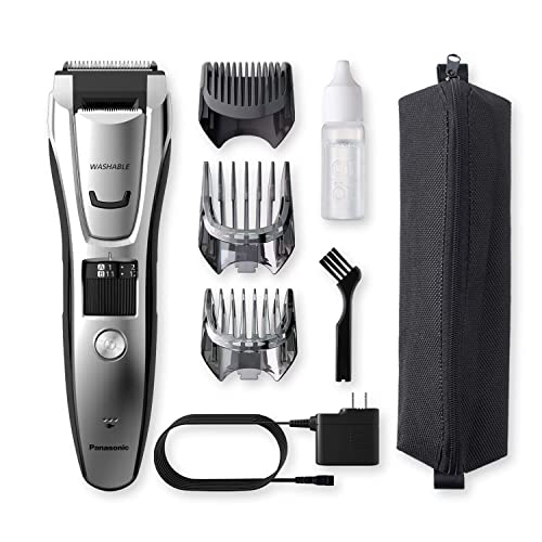 Panasonic Multi-Groomer Men’s Trimmer for Beard, Hair and Body, 39 Trim Length Settings with 3 Attachments, Corded/Cordless Operation – ER-GB80-S (Silver)