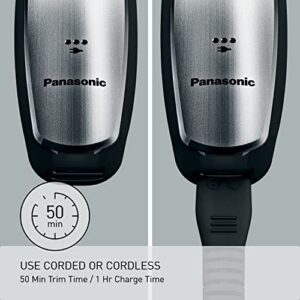 Panasonic Multi-Groomer Men’s Trimmer for Beard, Hair and Body, 39 Trim Length Settings with 3 Attachments, Corded/Cordless Operation – ER-GB80-S (Silver)