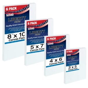 u.s. art supply multi-pack 6-ea of 3x5, 4x6, 5x7 & 8x10 inch professional quality small artist canvas panel board assortment pack (24 total panel boards)