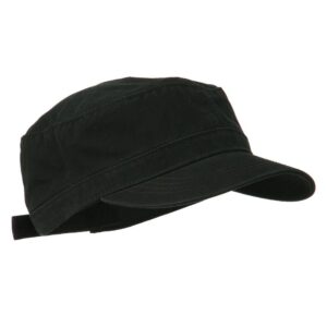 Garment Washed Adjustable Army Cap - Black OSFM