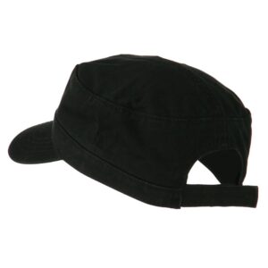 Garment Washed Adjustable Army Cap - Black OSFM